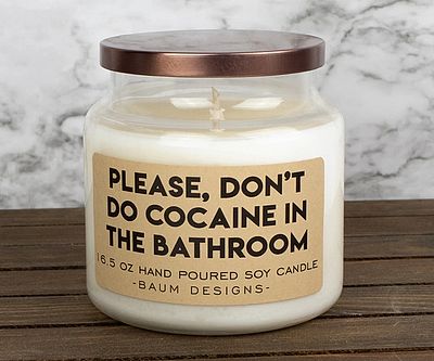 Please Don't Do Cocaine in the Bathroom Funny Candle