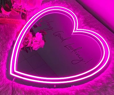 Neon Heart Shape Mirror
