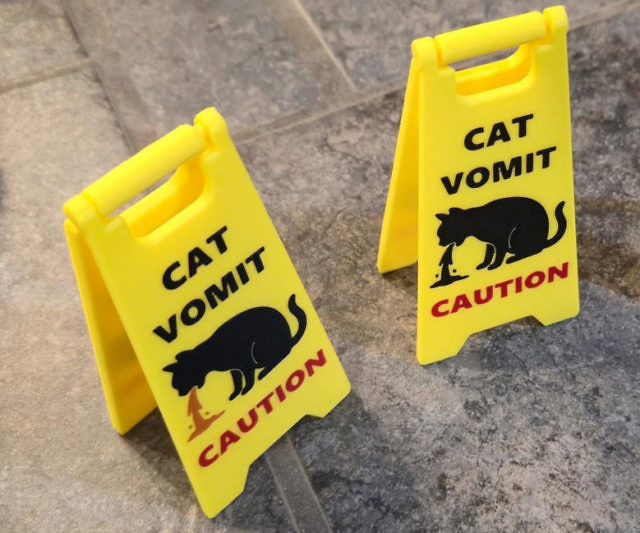 Cat Vomit Wet Floor Sign