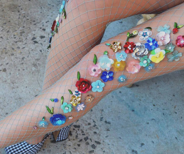 Flowered Fishnet Stockings