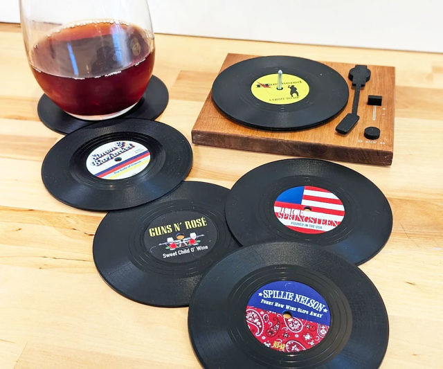 Funny Pun Vinyl Record Coasters