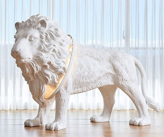 Life Size Lion Statue Floor Light