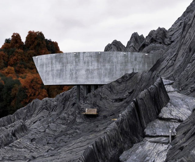 Rock Cliff Curved Concrete Lair