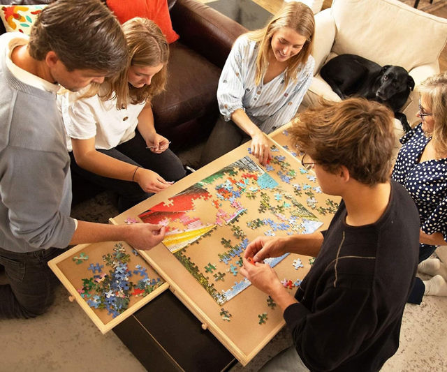 Rotating Wooden Jigsaw Puzzle Table