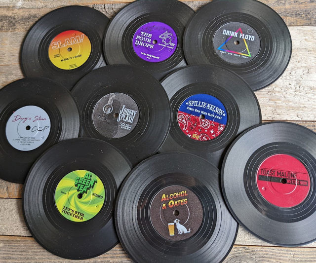 Funny Pun Vinyl Record Coasters